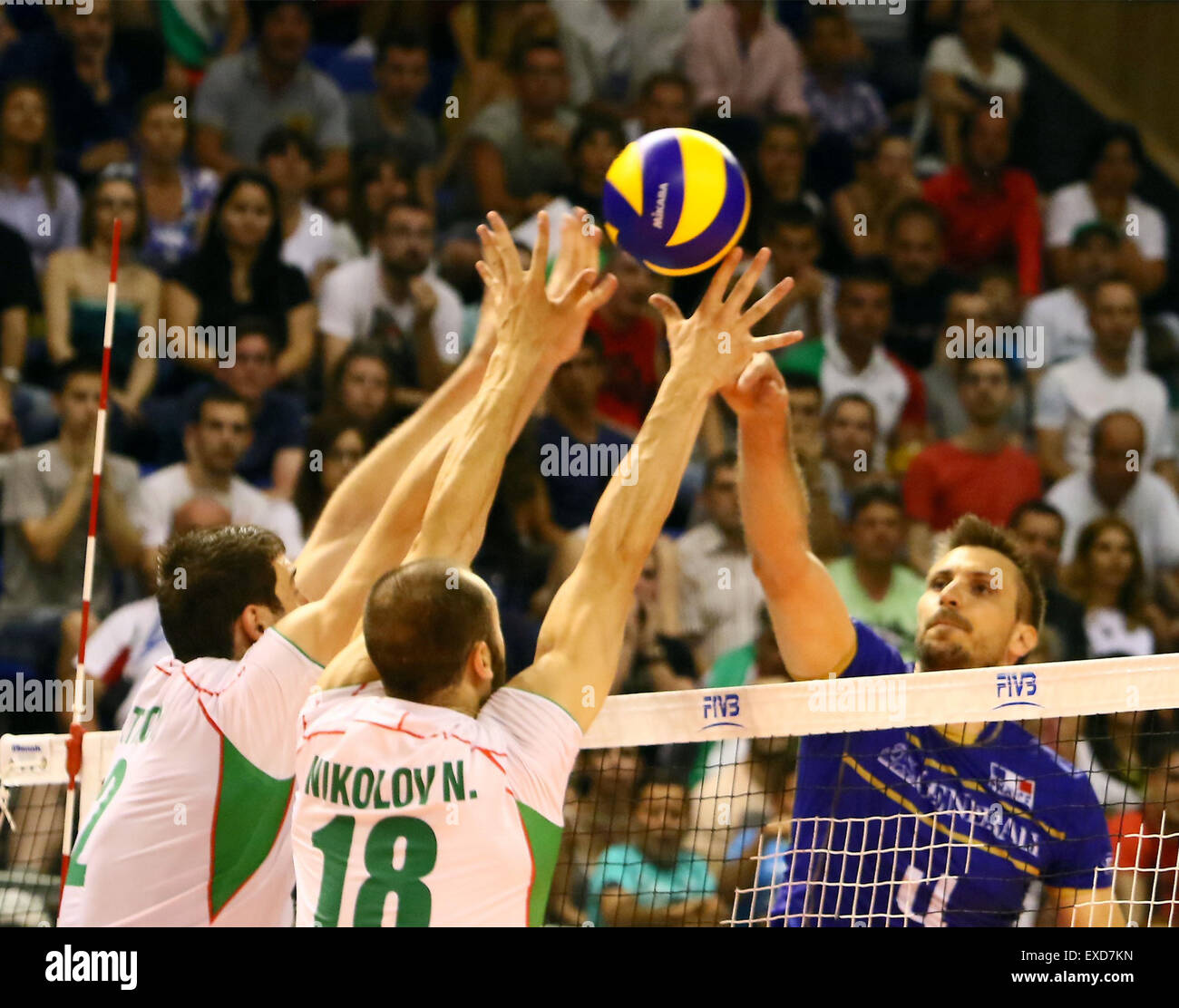 Varna, Bulgaria. 11th July, 2015. from left Stanislav PETKOV (Bulgaria), Nikolay NIKOLOV ...
