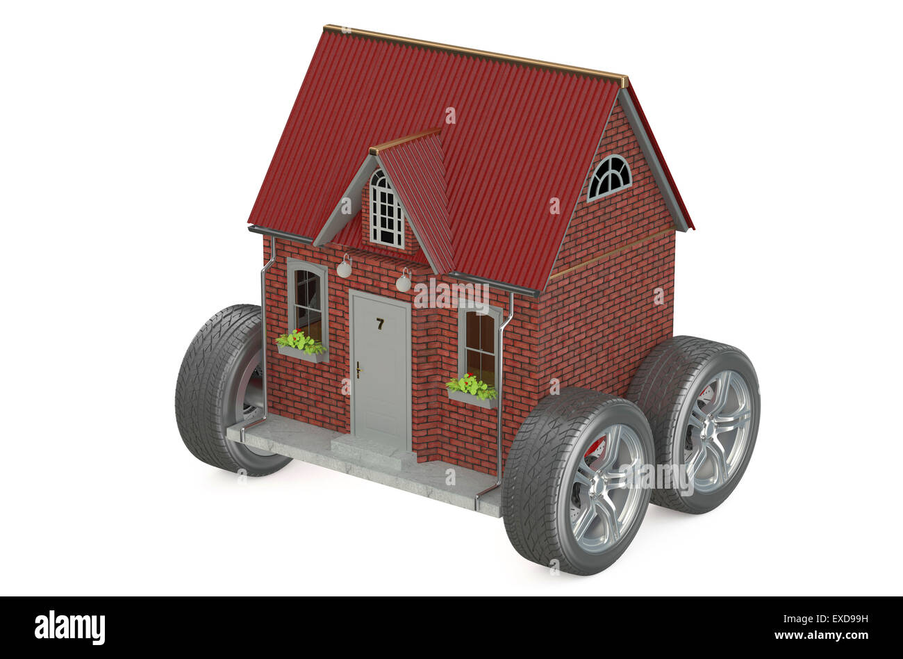 White house on wheels Cut Out Stock Images & Pictures - Alamy