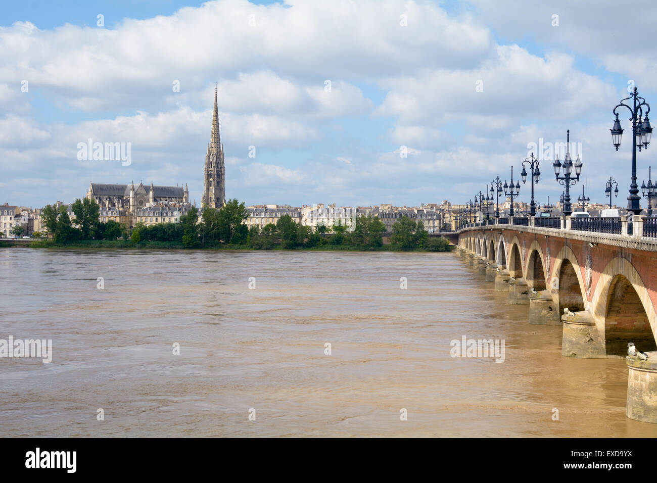 Basilica of St. Michael, the Pont de Pierre bridge and the Garonne ...