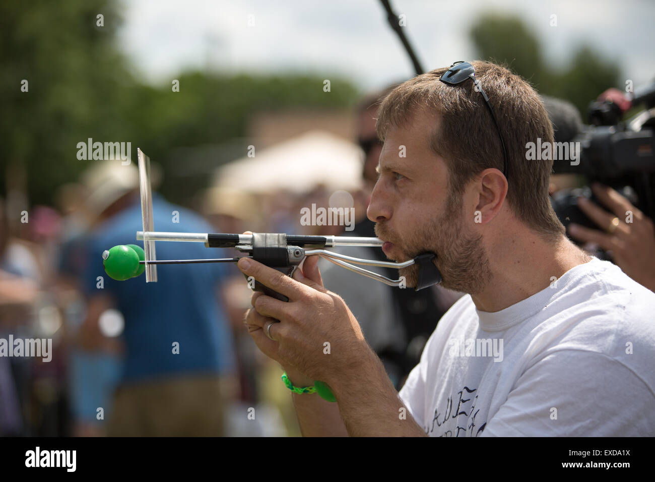World Pea Shooting Championships at Witcham near Ely, Cambridgeshire UK ...