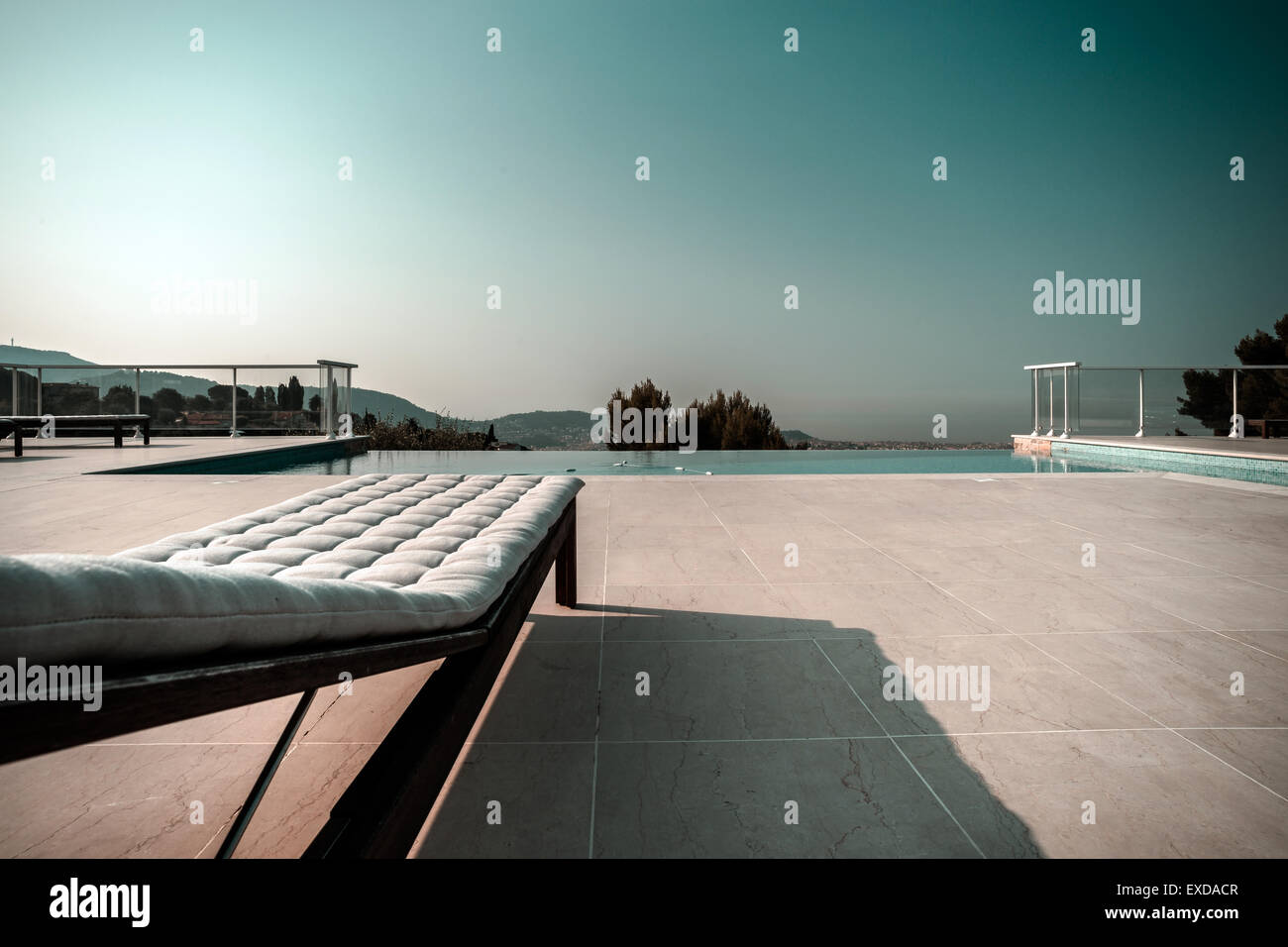 Private swimming pool. Modern villa in Nice, France. Summer day Stock ...