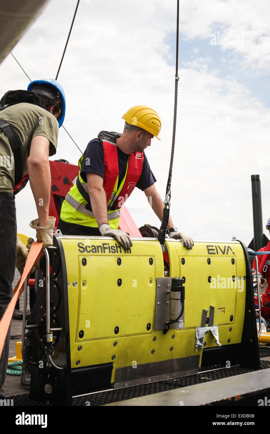 An EIVA Scanfish III ROTV platform with a C-Max Side Scan Sonar being used for an offshore ...
