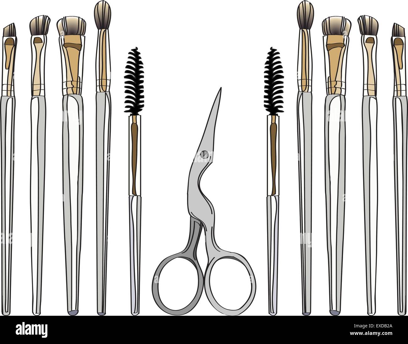 cosmetic brush and scissors Stock Vector Image & Art - Alamy