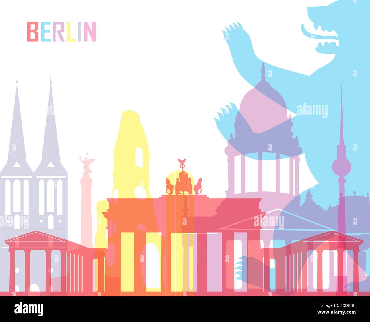 Berlin skyline pop in editable vector file Stock Photo - Alamy