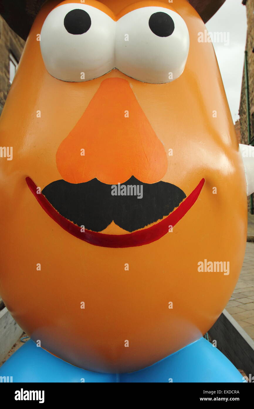 Belper, Derbyshire, UK. 12th July, 2015. A giant Mr Potato Head has re ...