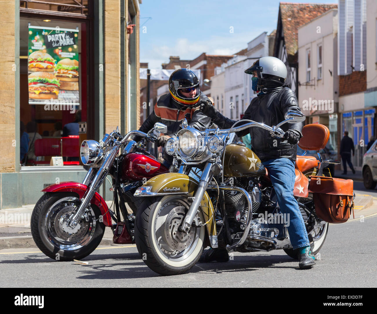 Two motorcyclists riding Harley Davidson motorbikes in Salisbury are ...