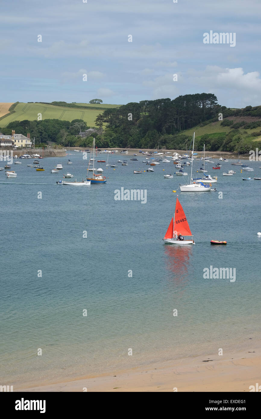 Salcombe, Devon, UK. Boats on the water at Salcombe in Devon including ...