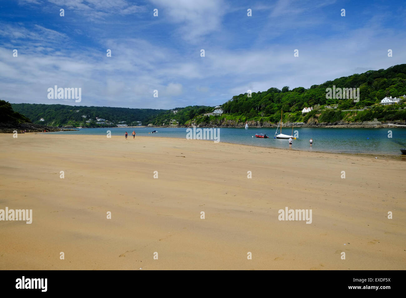 Salcombe, Devon, UK. Mill Bay Beach is directly across from Salcombe ...