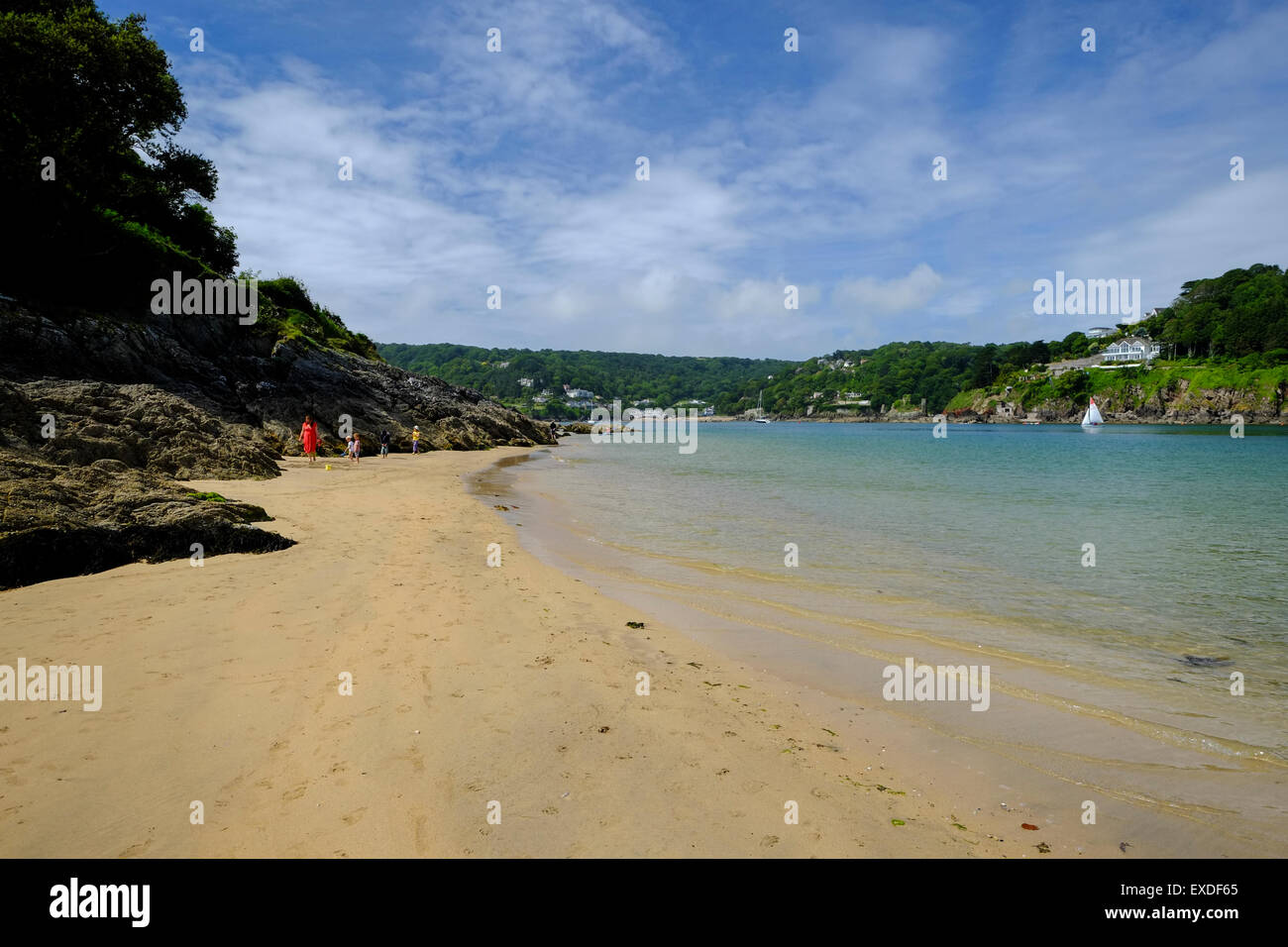 Salcombe, Devon, UK. Mill Bay Beach is directly across from Salcombe ...