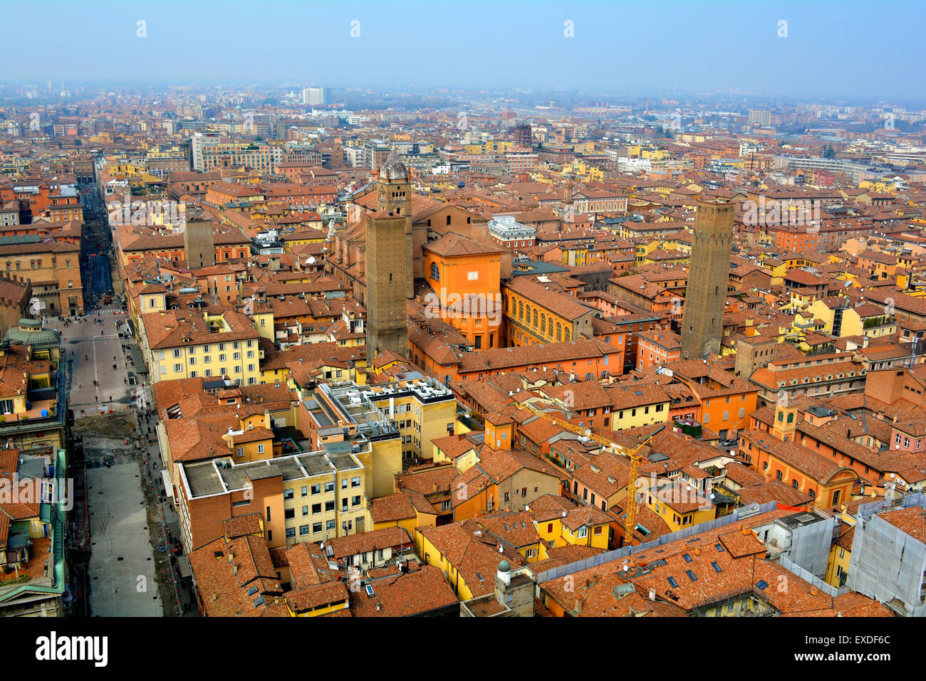 Aerial view of Bologna, from the top of the Asinelli tower Stock Photo ...
