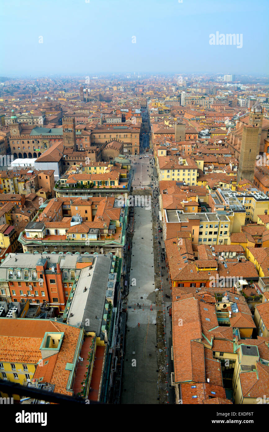 Aerial view of Bologna, from the top of the Asinelli tower Stock Photo ...