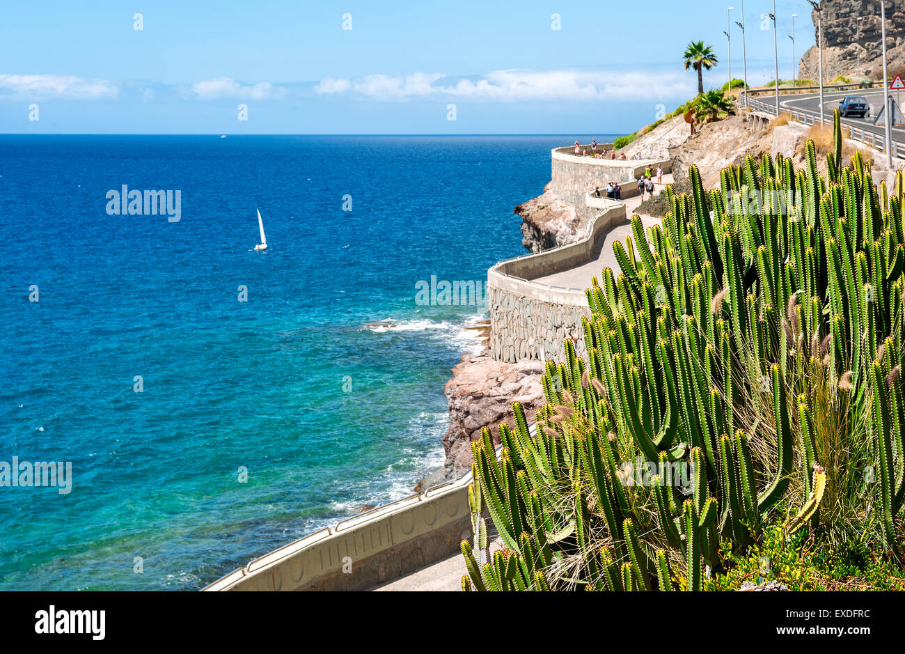Coastline from Puerto Rico to Amadores beach. Gran Canaria, Canary ...