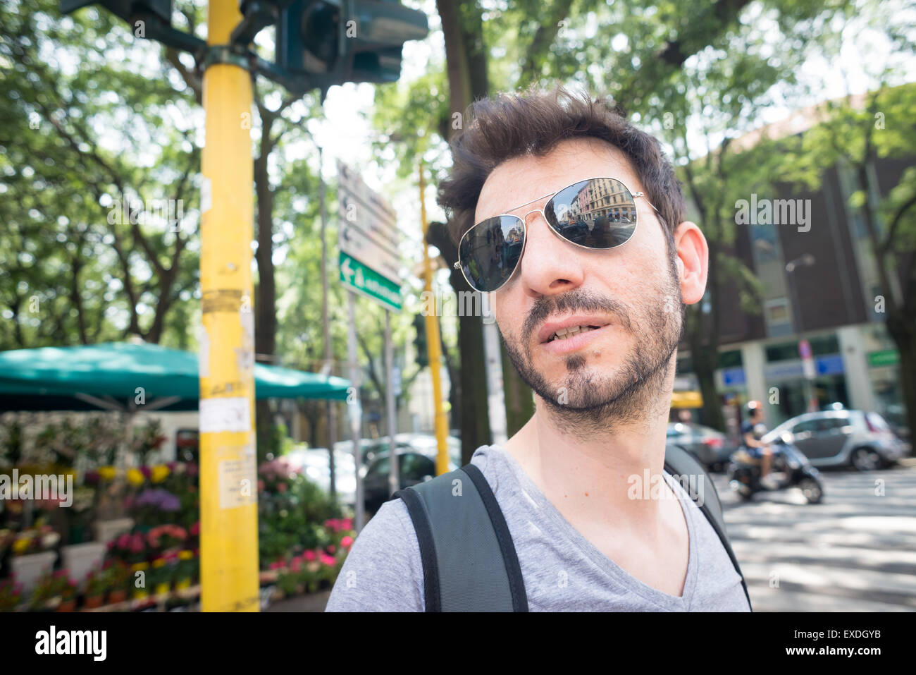 man in the street in the morning Stock Photo - Alamy