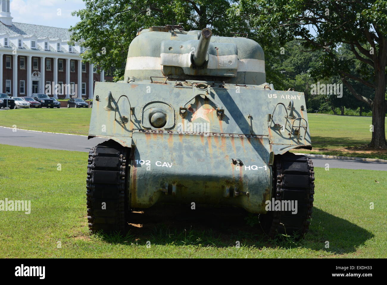 Militery tank on display for the public to see. A sign of the countries ...