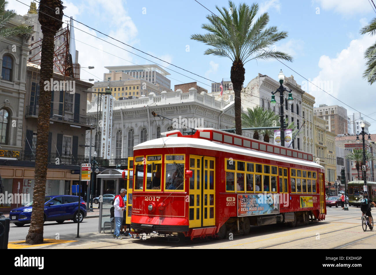 red street car canal street new orleans louisiana Stock Photo - Alamy