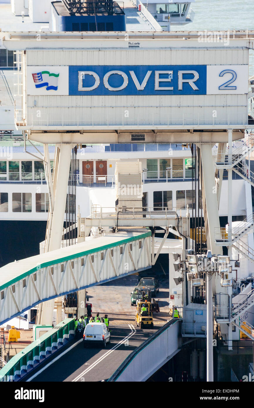 P & 0 carferry docked at Dover Port, terminal number 2 about to start ...