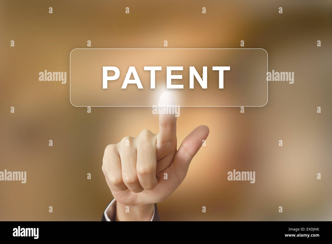 business hand pushing patent button on blurred background Stock Photo ...