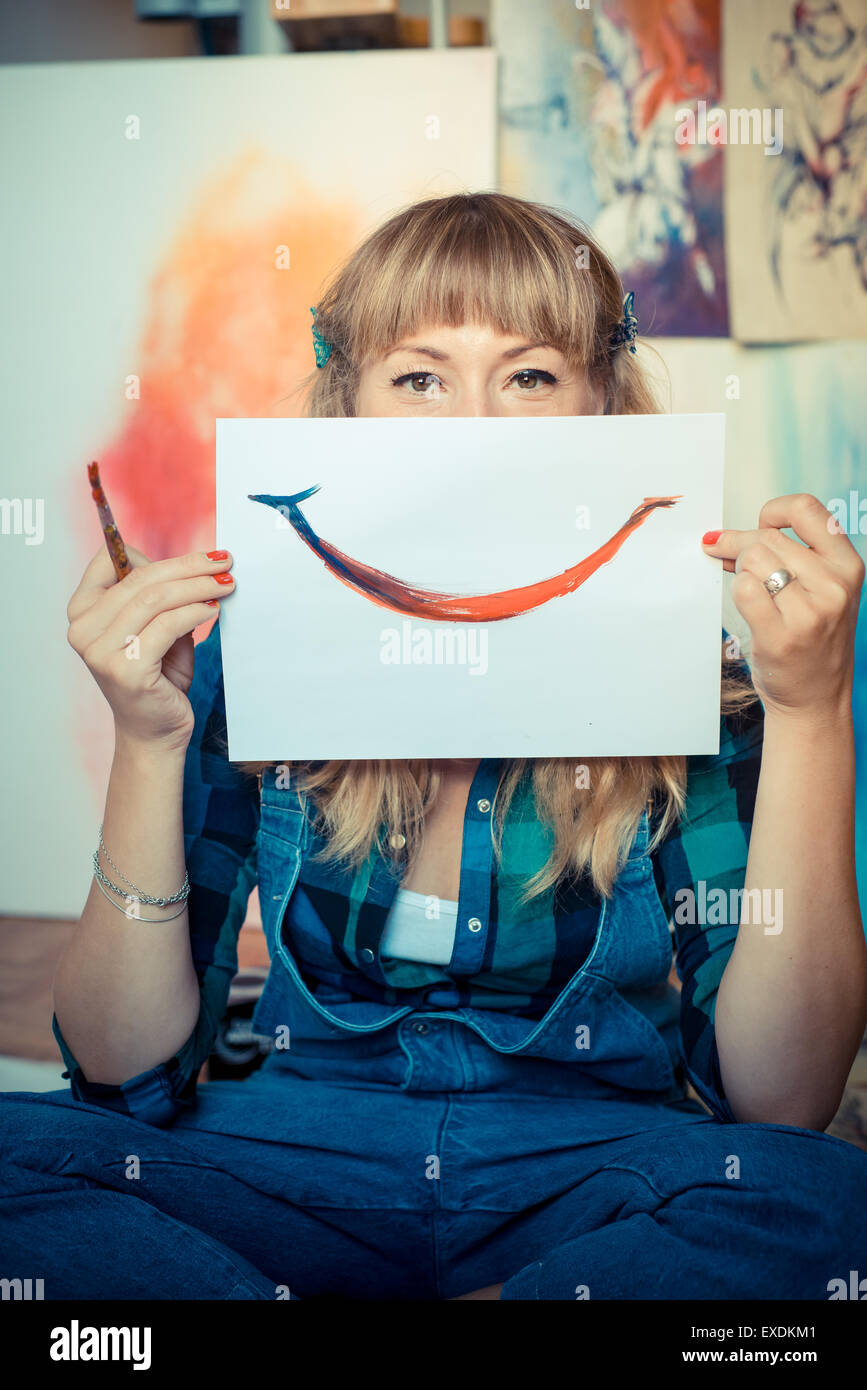 Beautiful smiling female painter hi-res stock photography and images ...