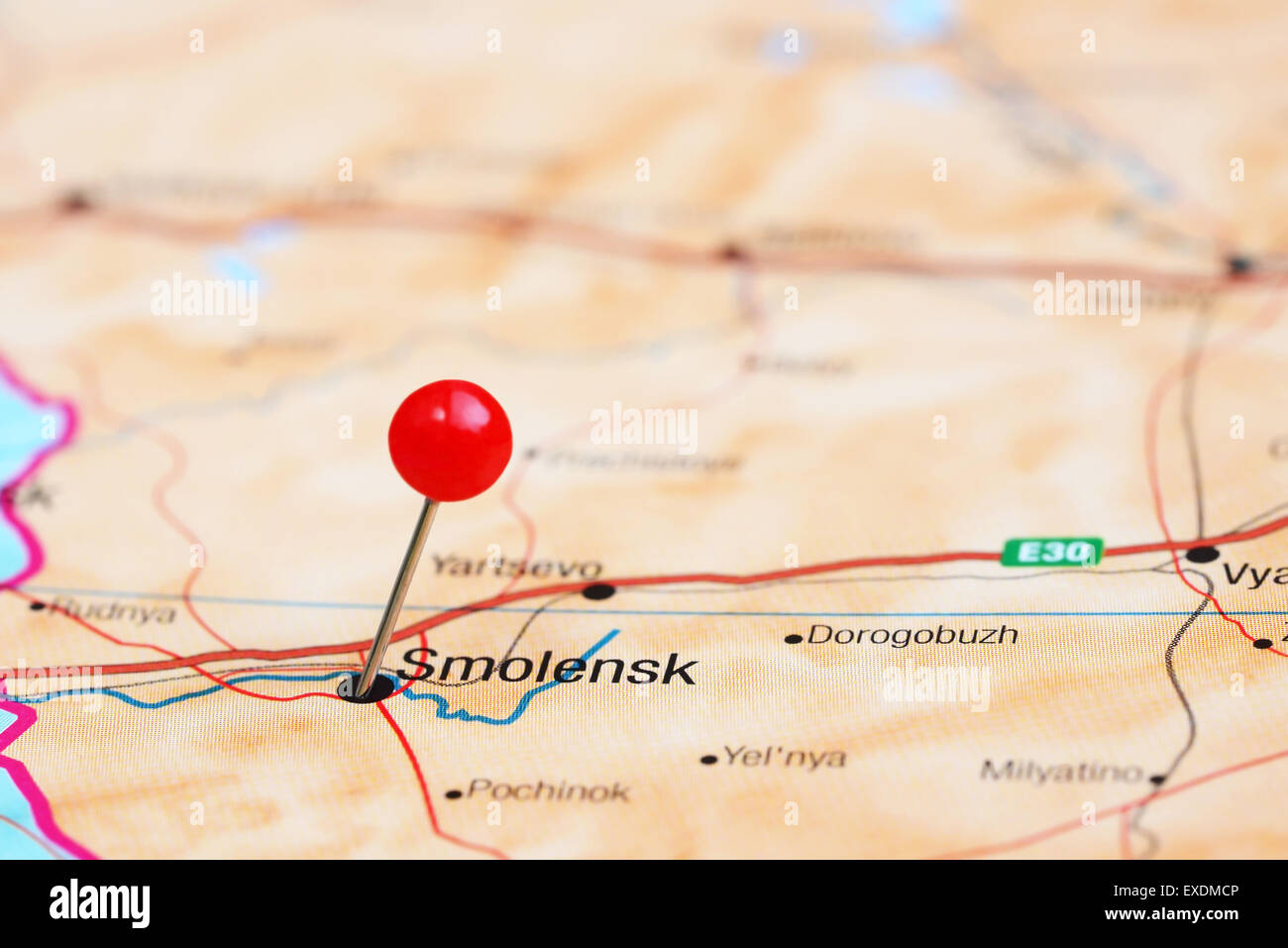 Smolensk pinned on a map of europe Stock Photo - Alamy