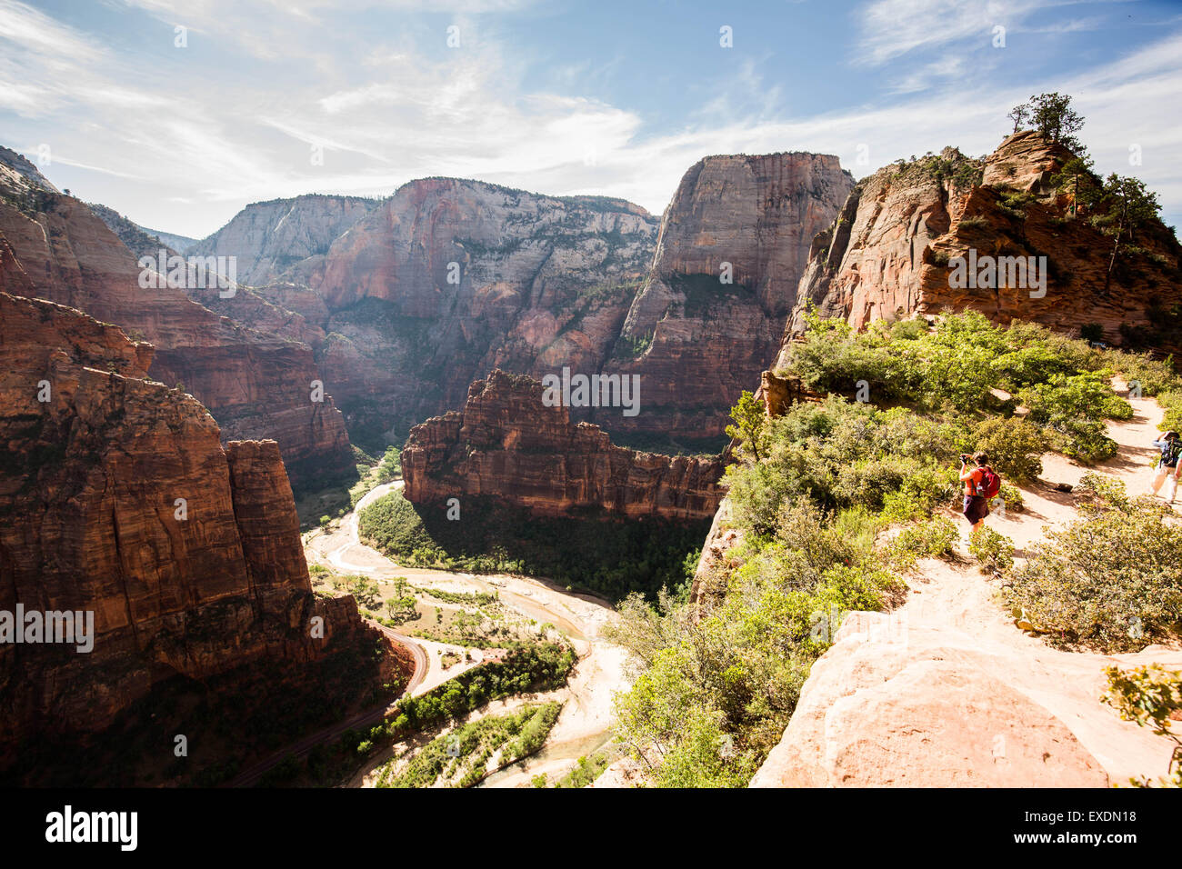 Scout's Lookout, Angel's Landing Trail, Zion National Park Stock Photo ...