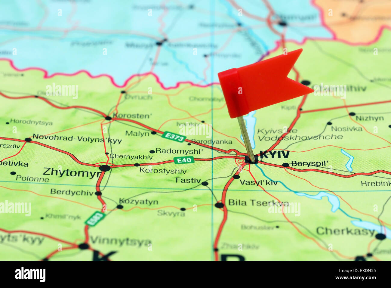 Kyiv pinned on a map of europe Stock Photo - Alamy