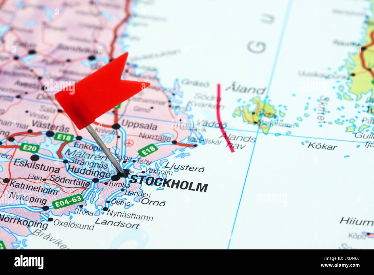 Stockholm pinned on a map of europe Stock Photo - Alamy
