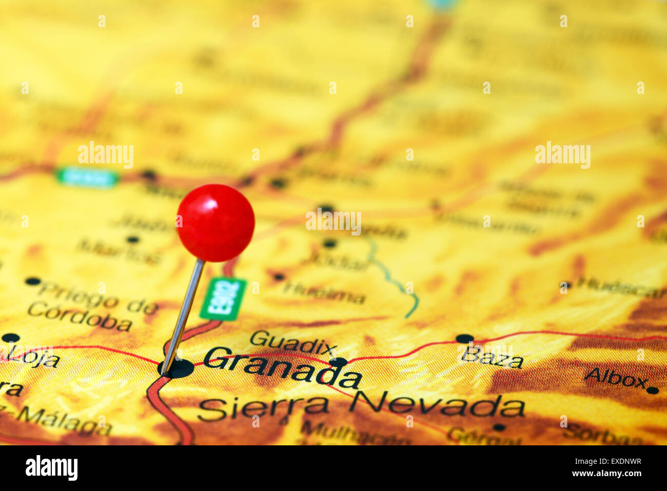 Granada pinned on a map of europe Stock Photo - Alamy