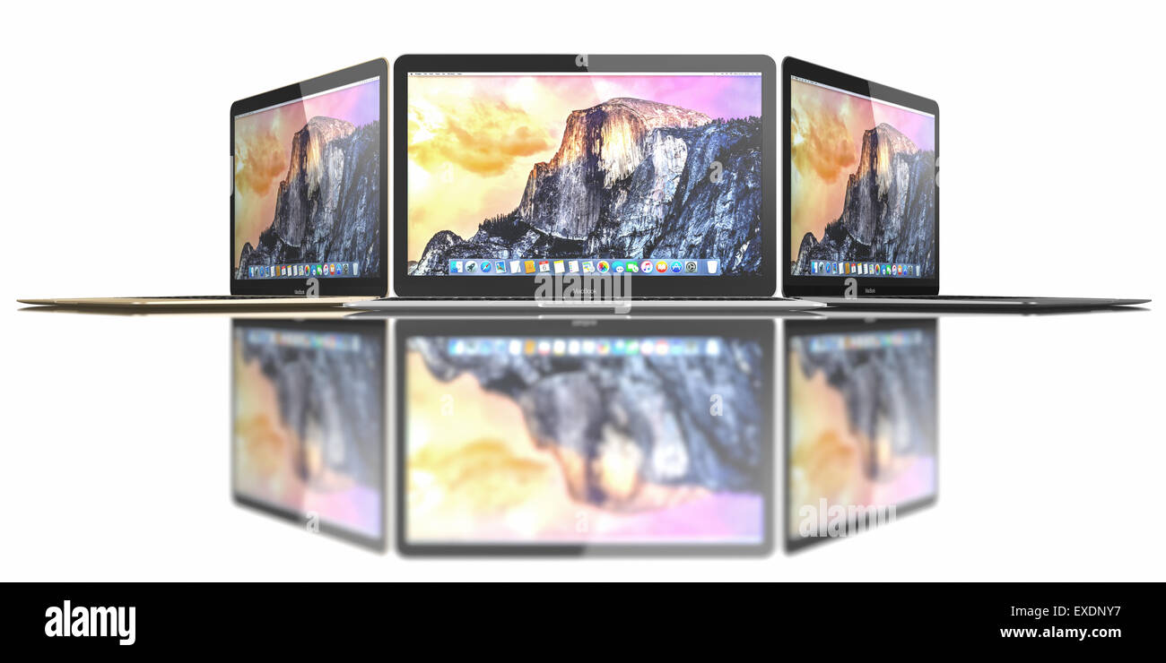 New Silver MacBook displaying OS X Yosemite. It has a 12-inch Retina ...