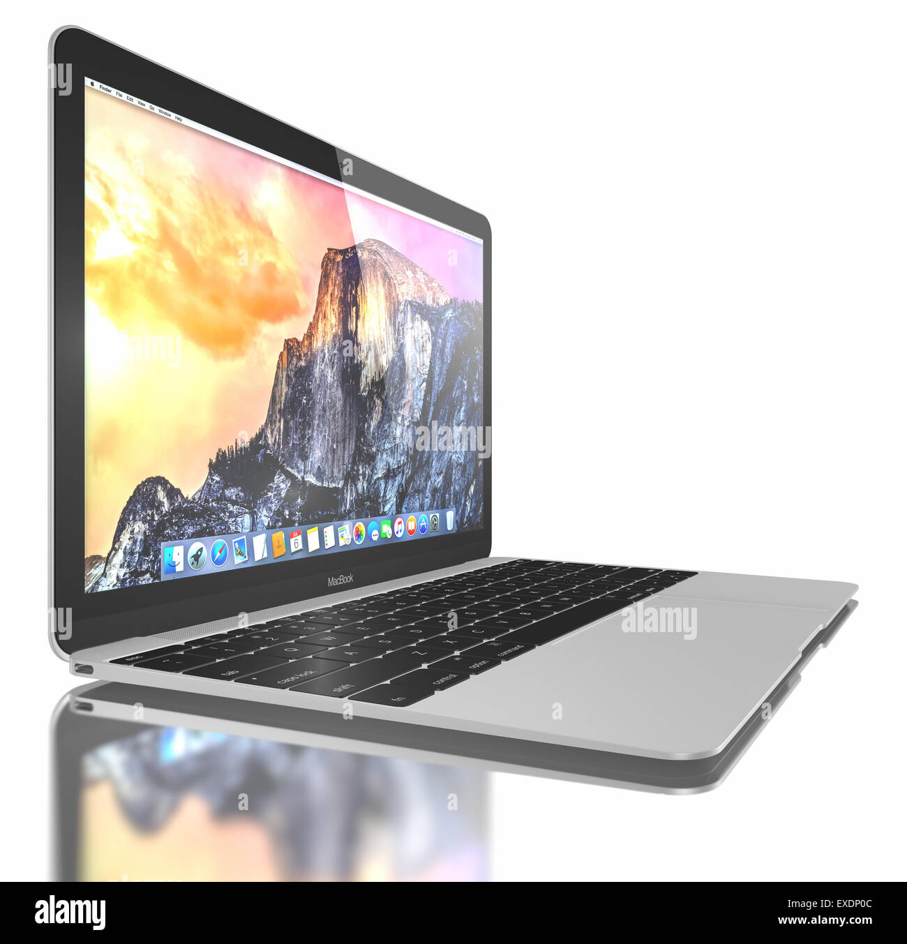 New Silver MacBook displaying OS X Yosemite. It has a 12-inch Retina ...