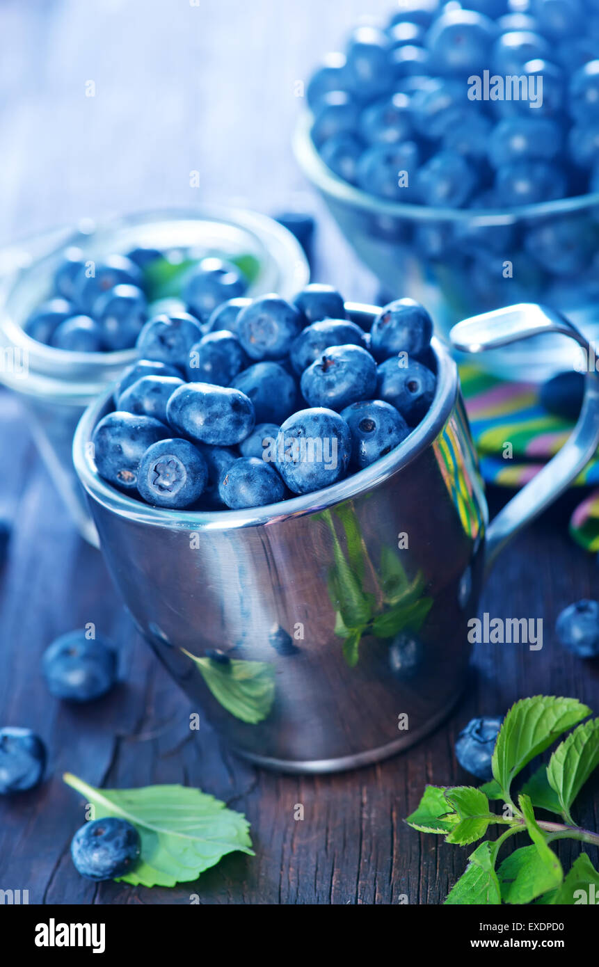 fresh blueberry on a table, blueberry on wooden background Stock Photo ...