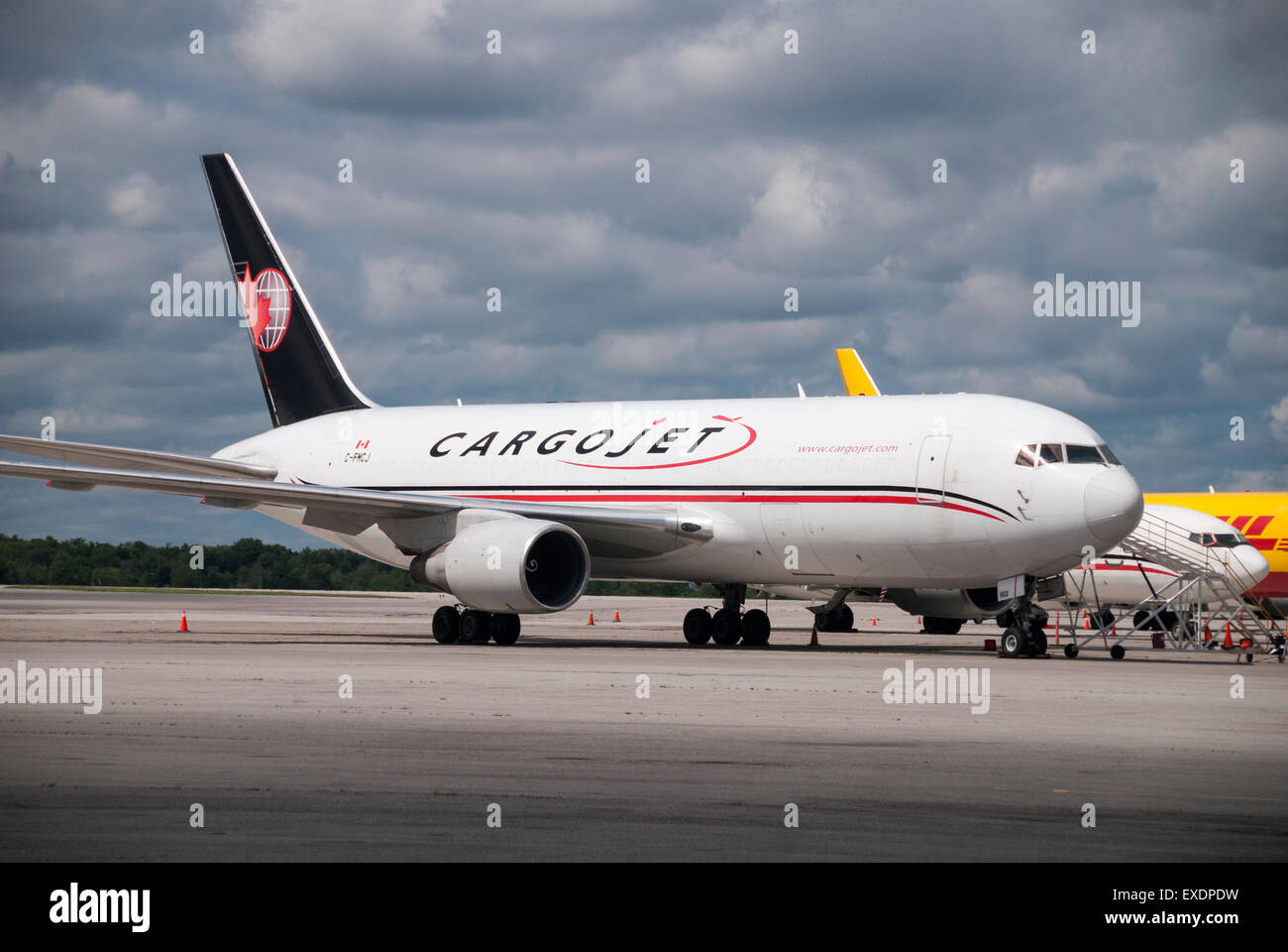 A Cargojet heavy cargo aircraft on the tarmac at the Hamilton ...
