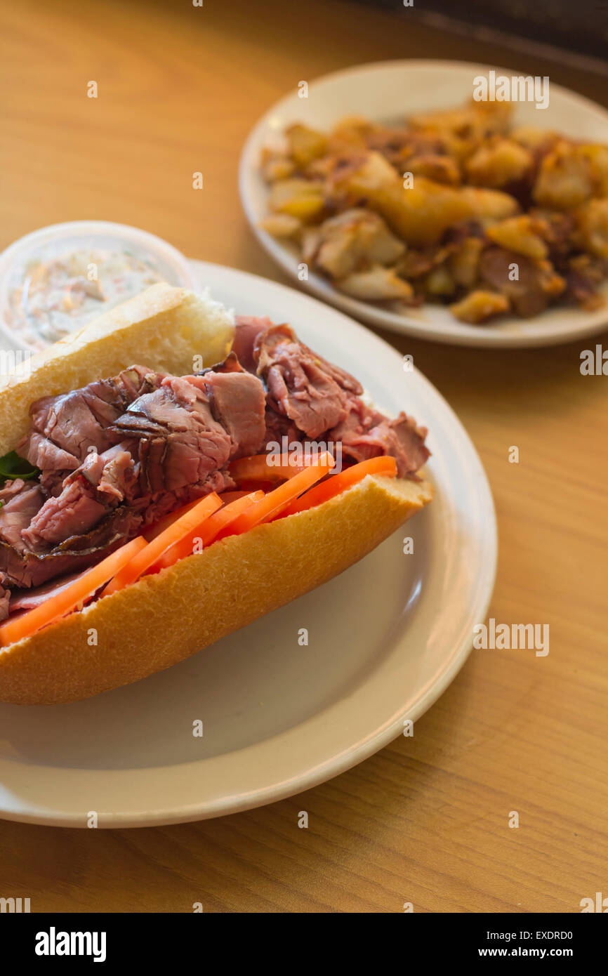 Roast beef on torpedo roll with tomato basil and fresh mozzarella ...