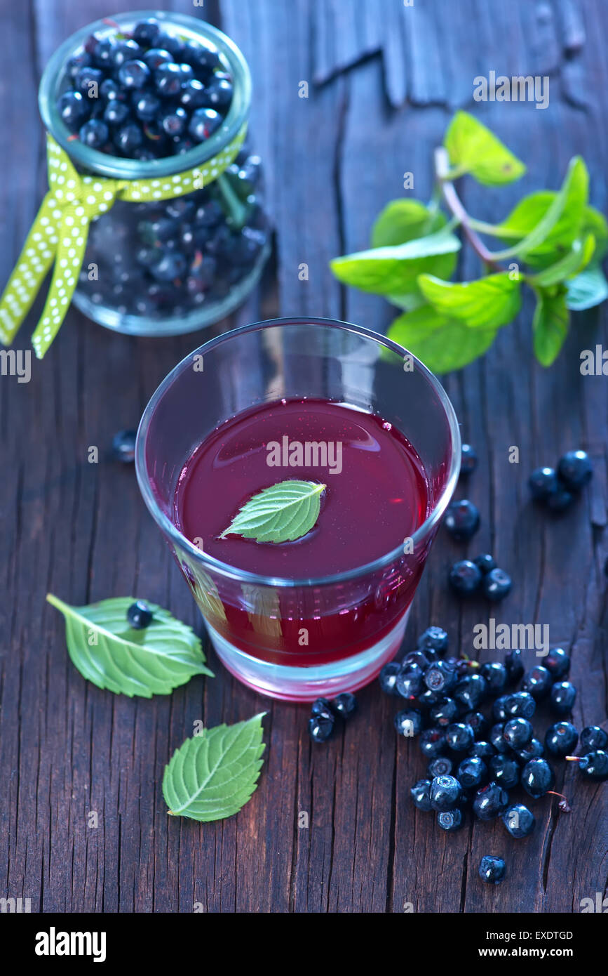 blueberry juice in glass and on a table Stock Photo - Alamy