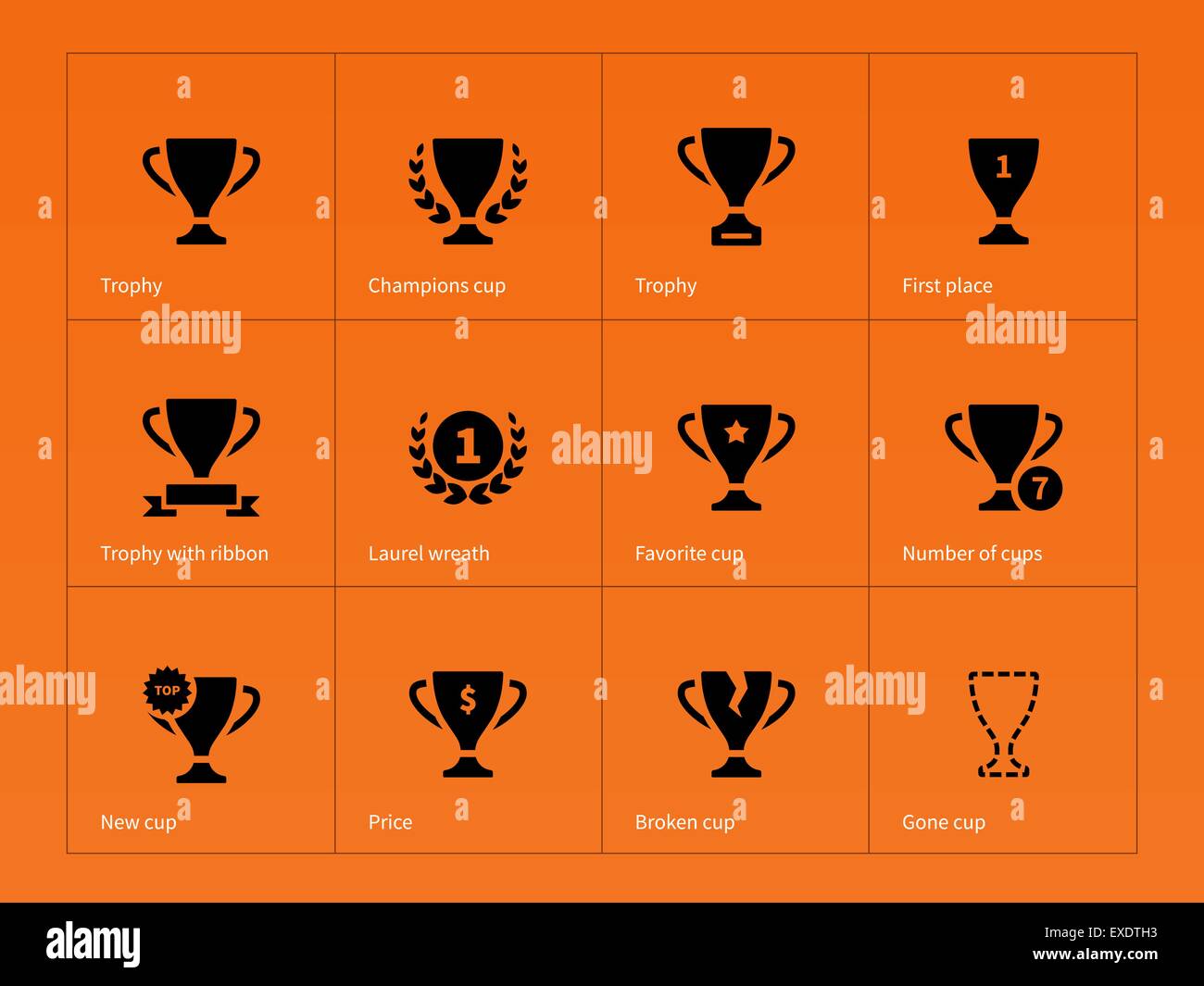 Trophy award icons on orange background Stock Vector Image & Art - Alamy