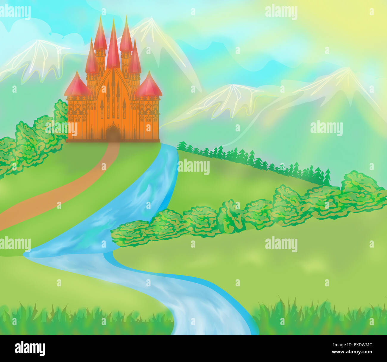 landscape with old castle Stock Photo - Alamy