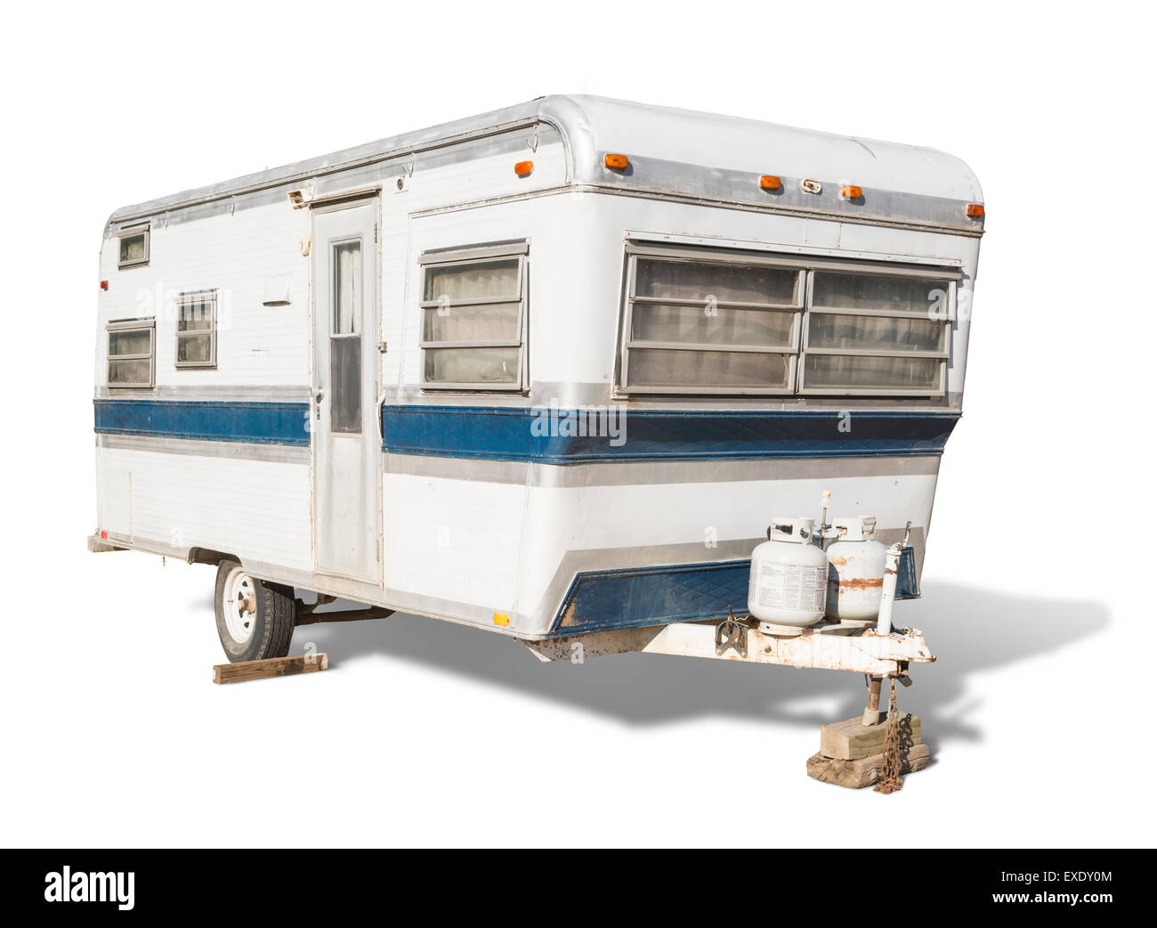 Classic Old Camper Trailer Isolated on White Stock Photo - Alamy