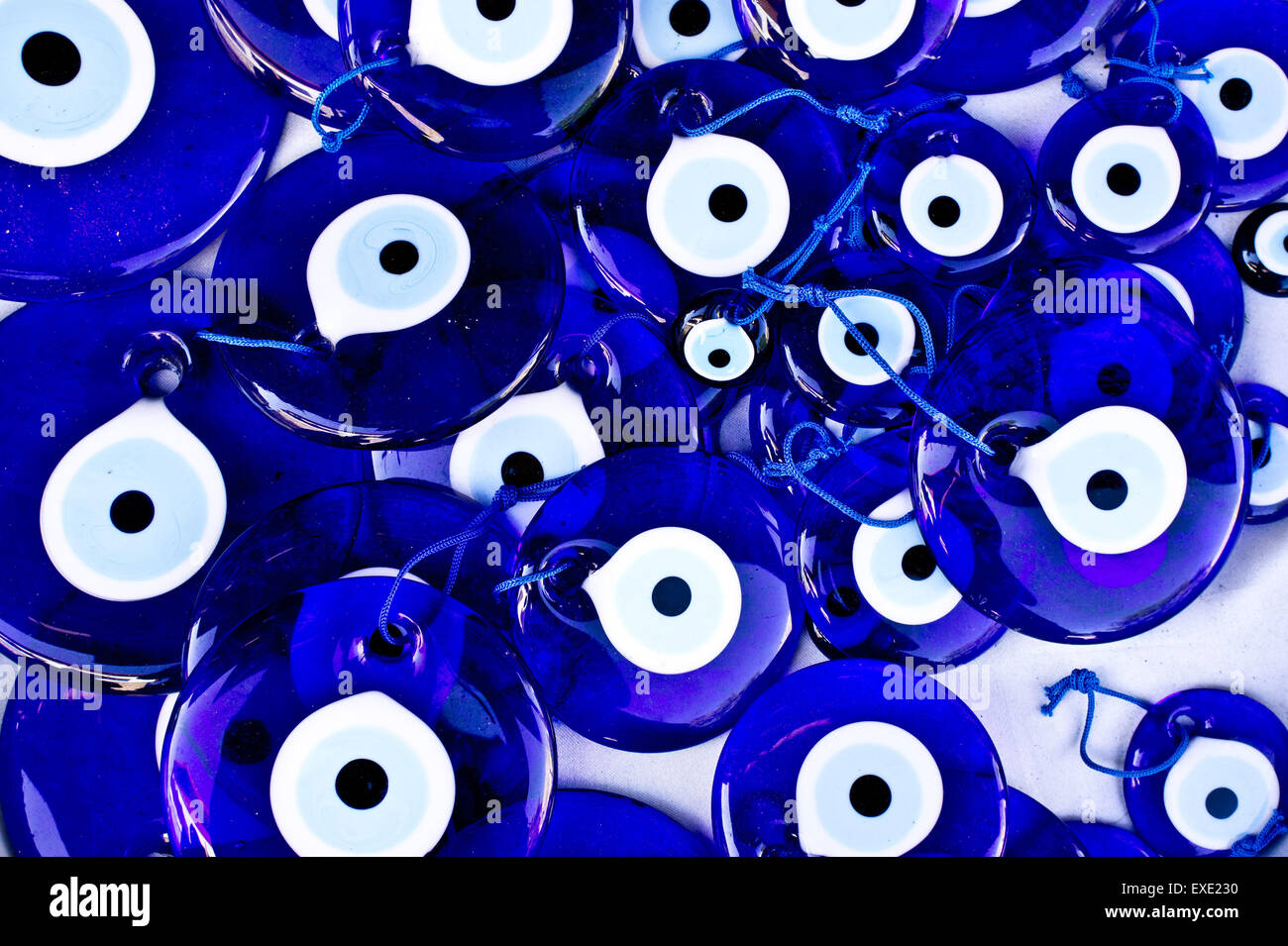 Traditional blue and white evil eye protection souvenirs from Turkey ...