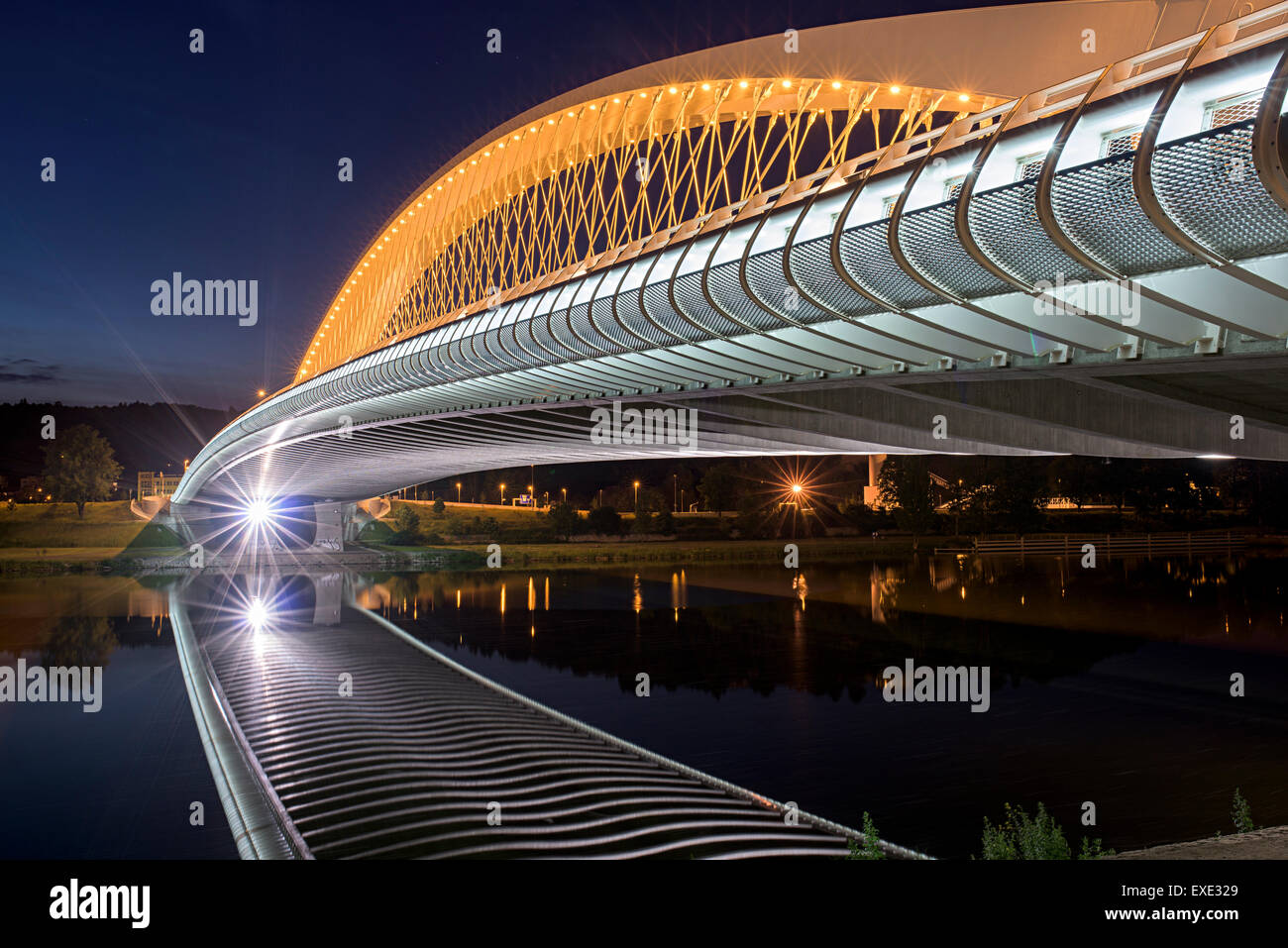 Troja bridge across Vltava river at night Stock Photo - Alamy