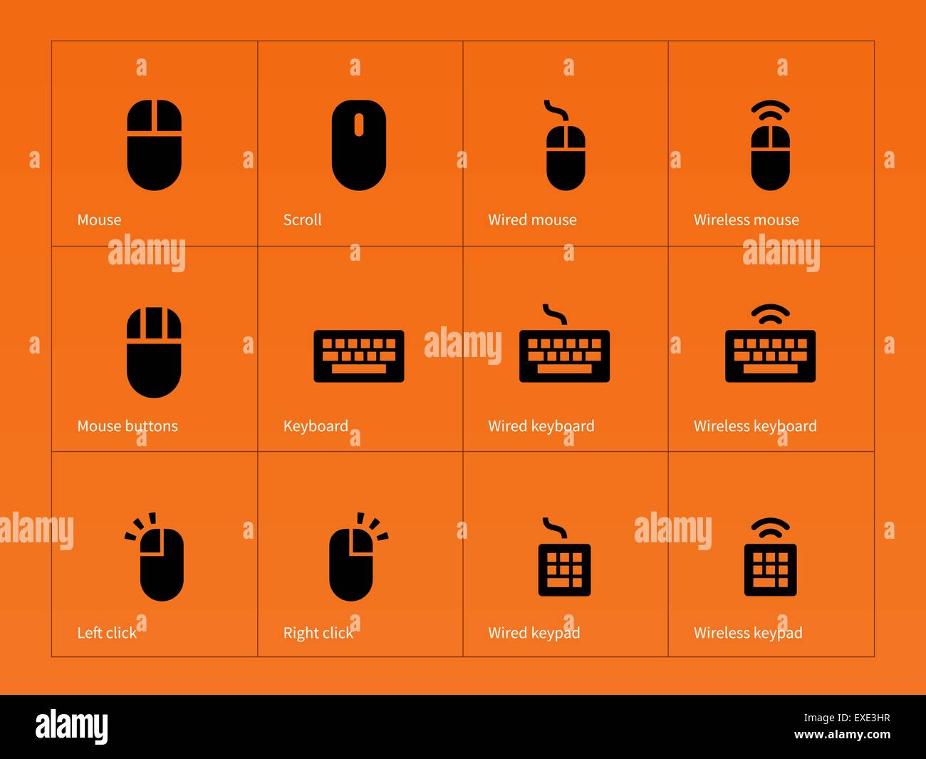 Mouse and keyboard icons on orange background Stock Vector Image & Art ...