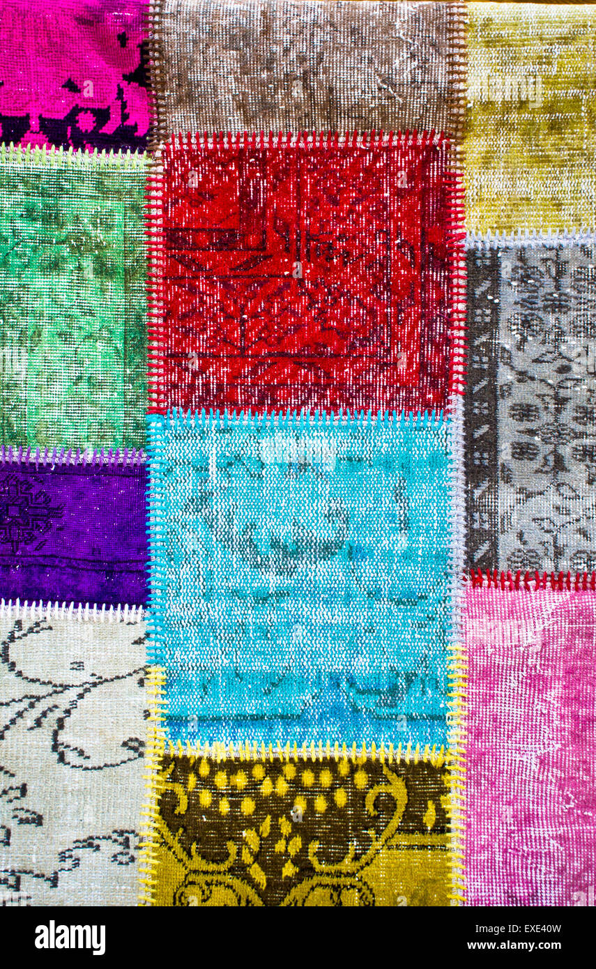 Part of a colorful patchwork textile as a background Stock Photo - Alamy