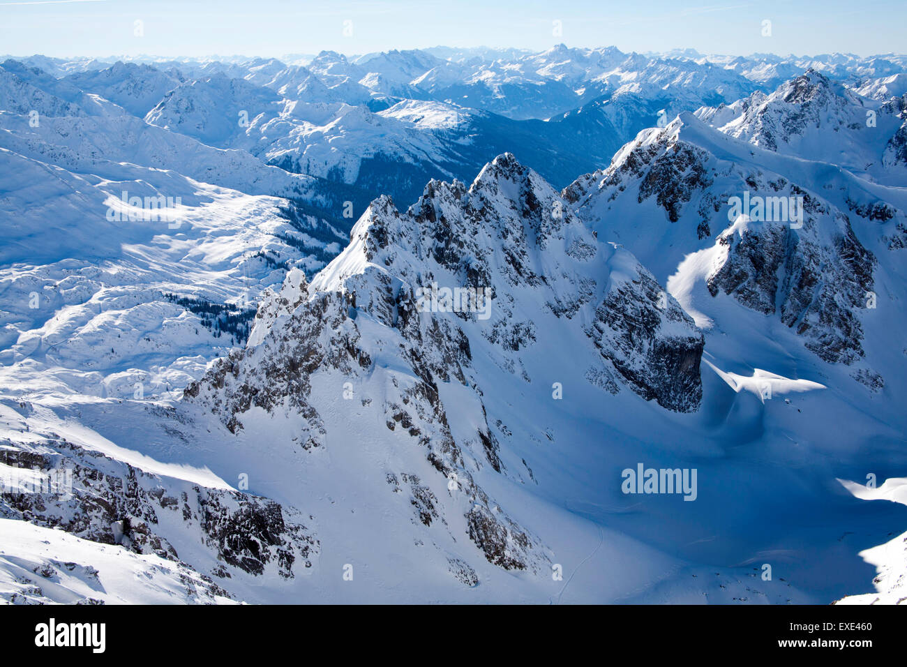 Mountain ridge leading to the summit of The Trittkopf above Stuben from ...