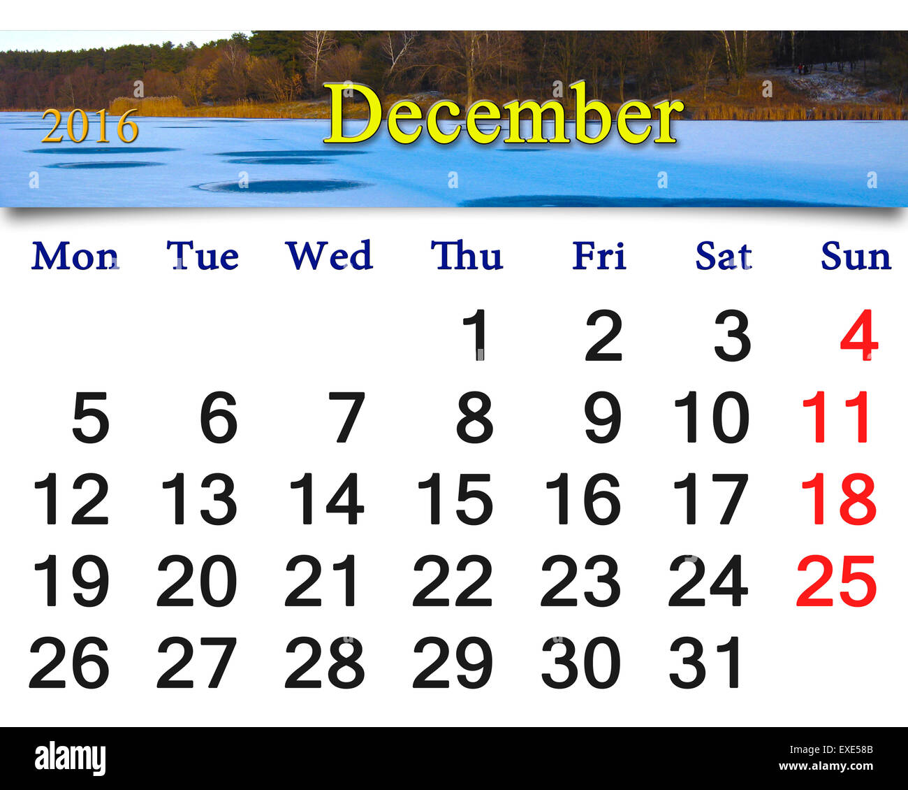 December 2016 calendar hi-res stock photography and images - Alamy