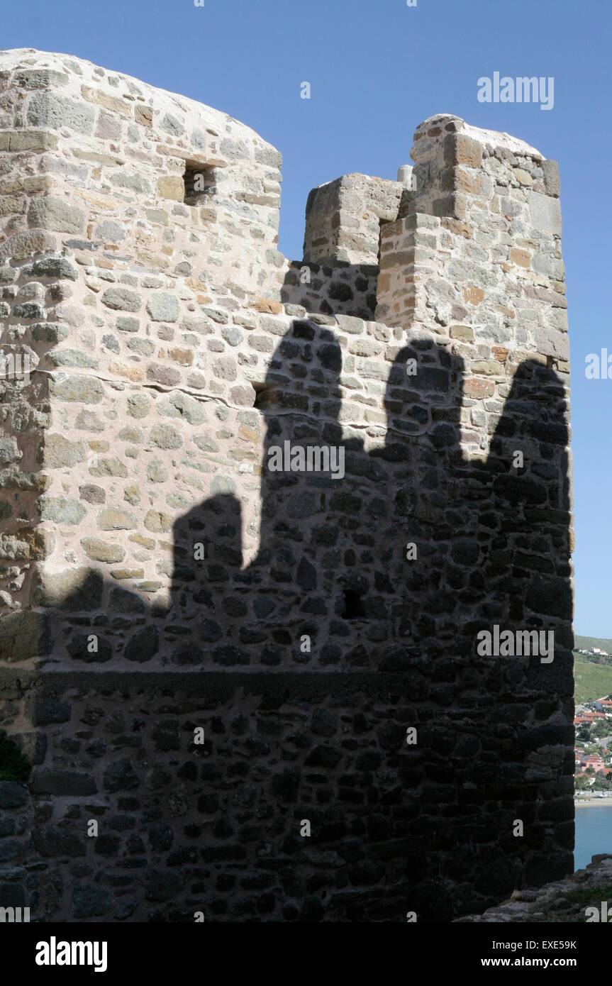 Myrina's Byzantine medieval castle entrance crenellations after ...