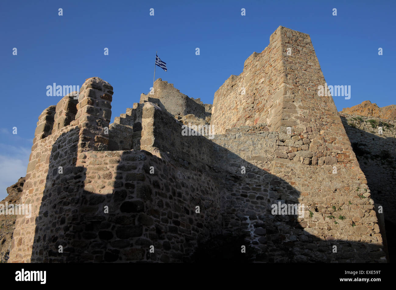 Myrina's Byzantine medieval castle entrance crenelations ...