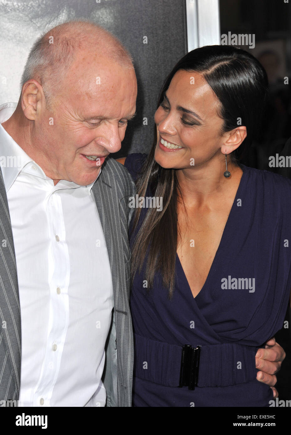 LOS ANGELES, CA - JANUARY 26, 2011: Sir Anthony Hopkins & Alice Braga ...