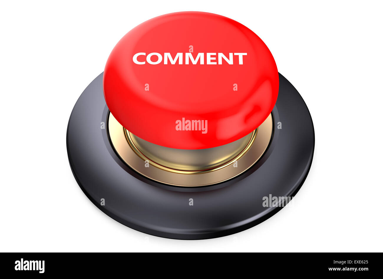 Comment Red button isolated on white background Stock Photo - Alamy