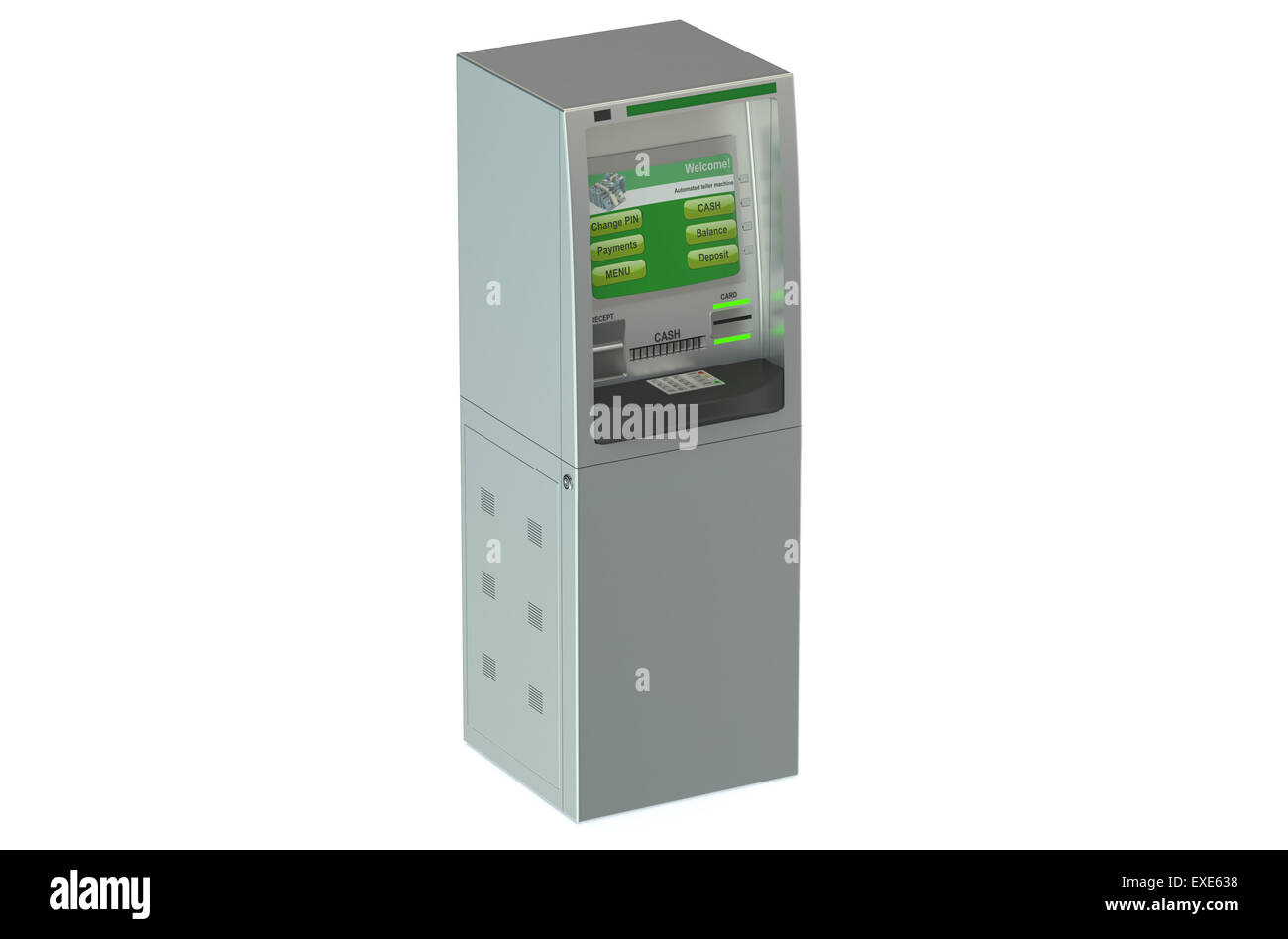 Cash machine closeup isolated on white background Stock Photo - Alamy
