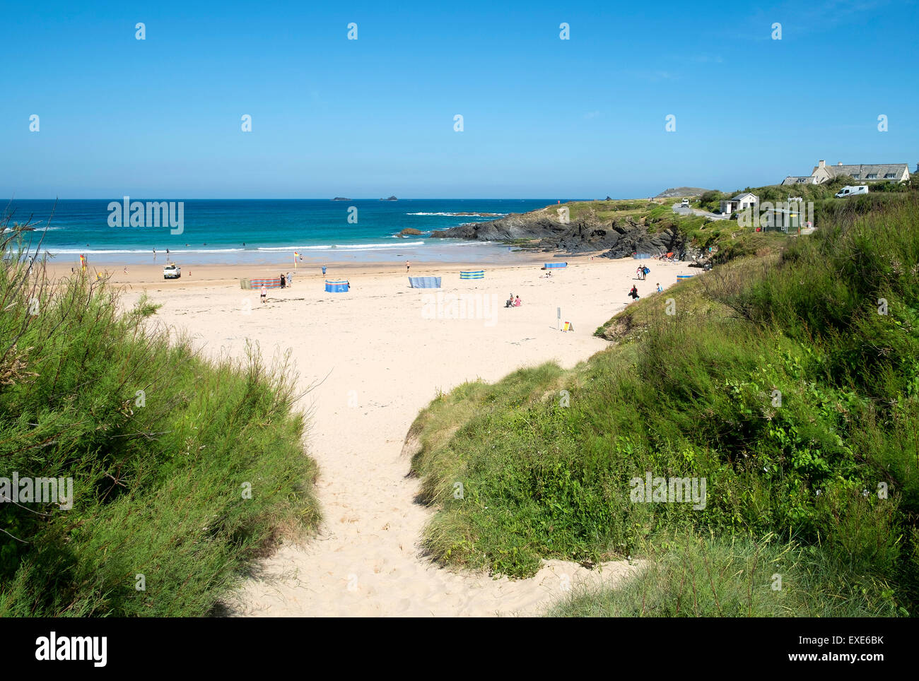 Treyarnon Bay near Padstow on the north coast of Cornwall, England, UK ...