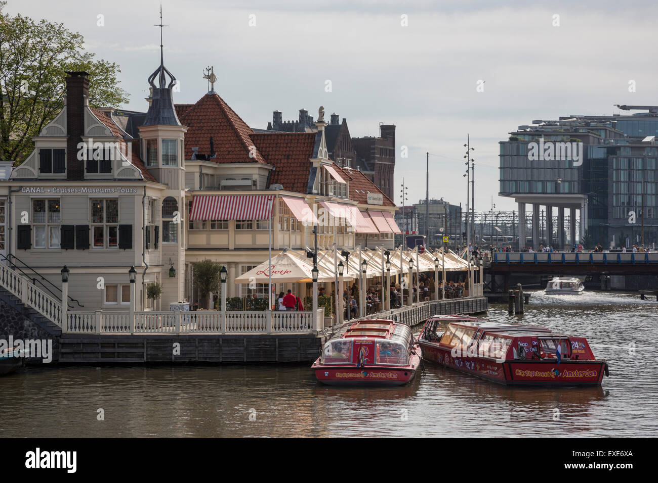 Café Restaurant Loetje and sightseeing boats, Amsterdam, North Holland ...