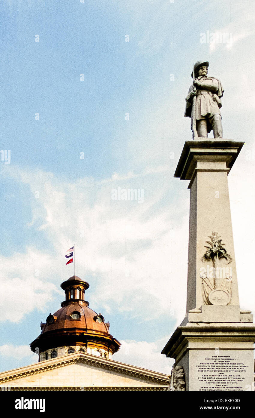 The Confederate Battle Flag flying over the state capitol building in ...